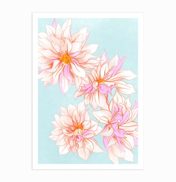 Carte postale illustrée Septembre Papeterie - Dahlia